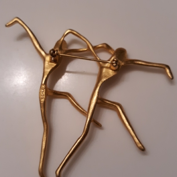 A.J.C. | Jewelry | Vintage Modernist Ajc Goldtone Dancers Brooch | Poshmark